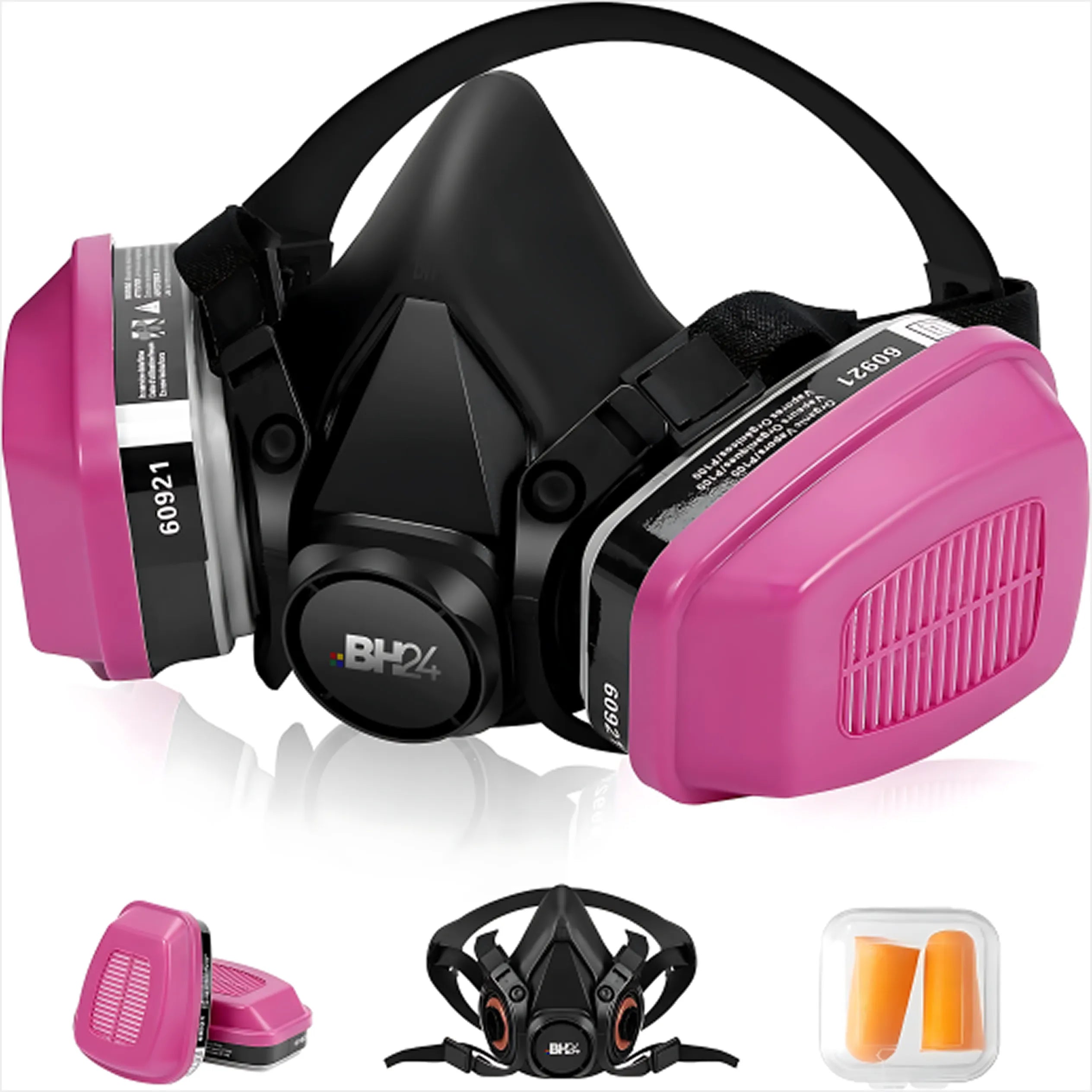 BH42 60921 Reusable Half Face Respirator Mask with Dual Filters | Prof ...